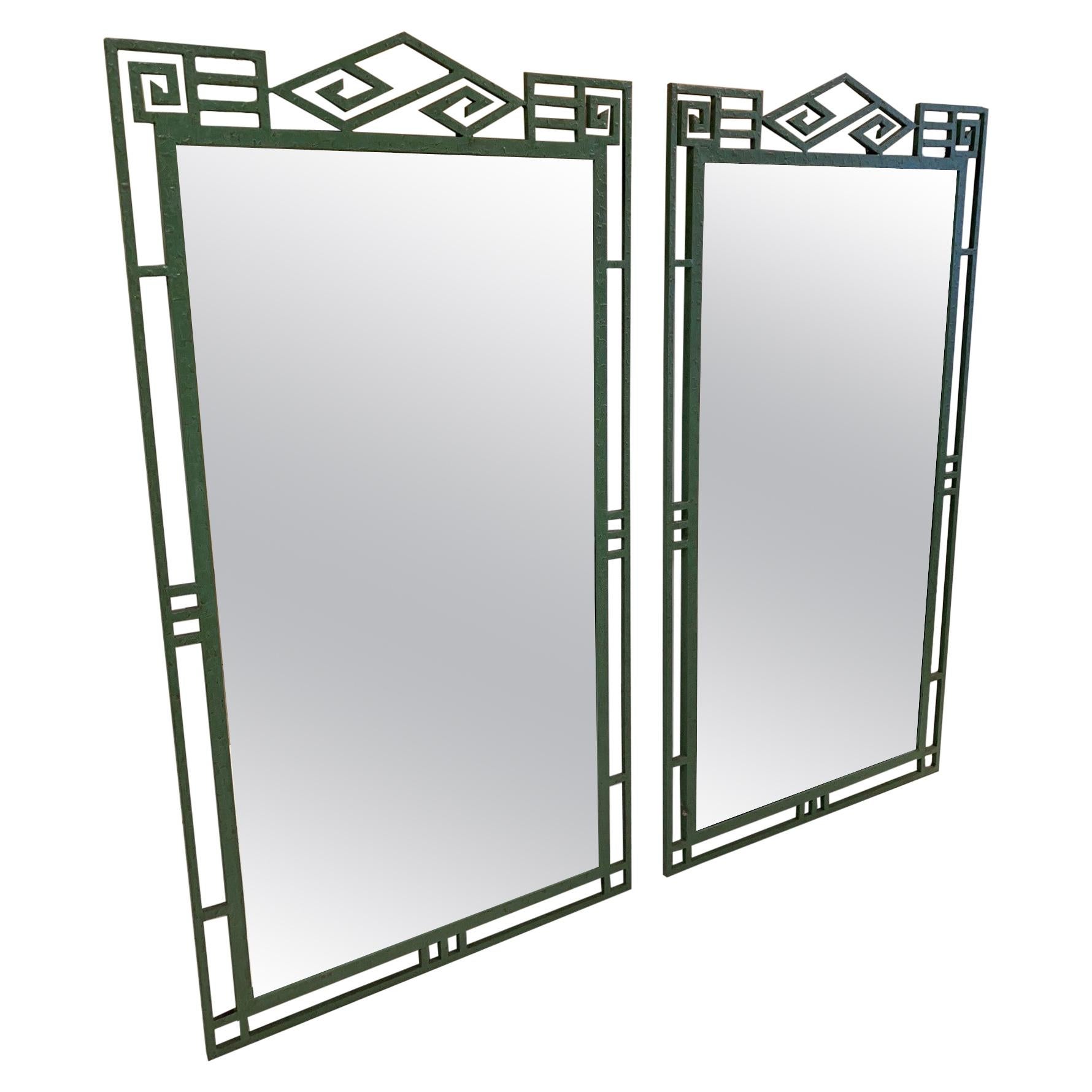 Pair of Polished Cast Iron Ouroboros Snake Mirrors at 1stDibs