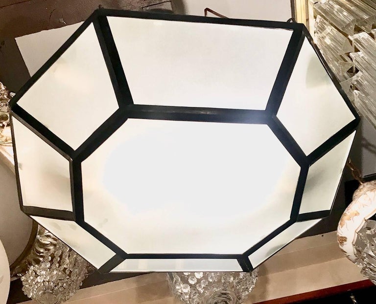 Pair of Patinated Octagonal Bronze Light Fixtures at 1stDibs