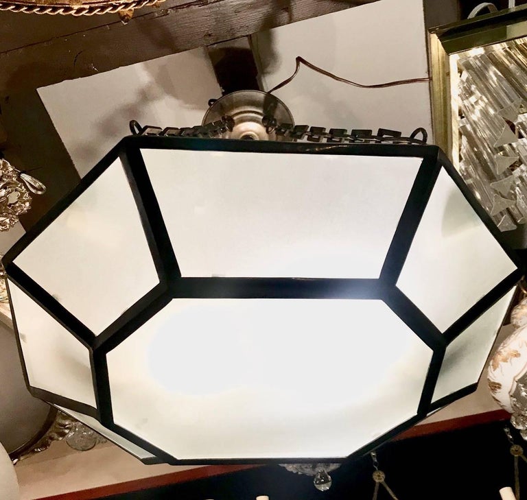 Pair of Patinated Octagonal Bronze Light Fixtures at 1stDibs