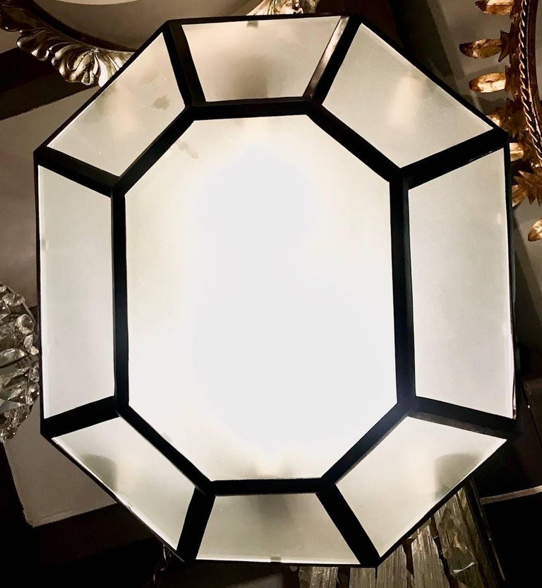 Pair of Patinated Octagonal Bronze Light Fixtures at 1stDibs