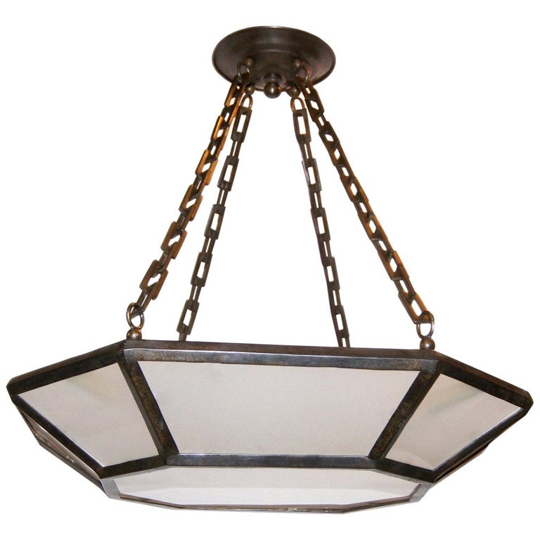 Pair of Patinated Octagonal Bronze Light Fixtures, Sold Individually ...