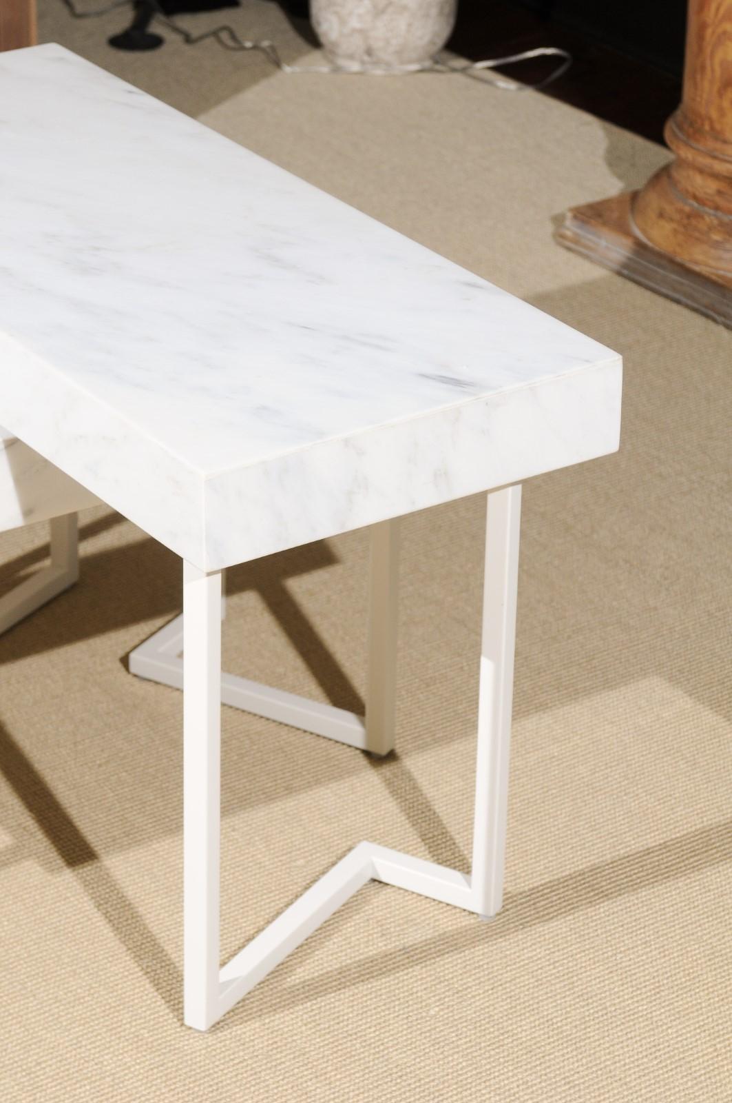 Pair of Patterson White Marble Nesting Tables by Darryl Carter for ...