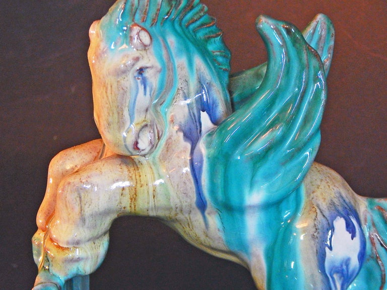"Pair of Pegasus Bookends, " Fabulous, Brilliantly-Glazed Art Deco ...