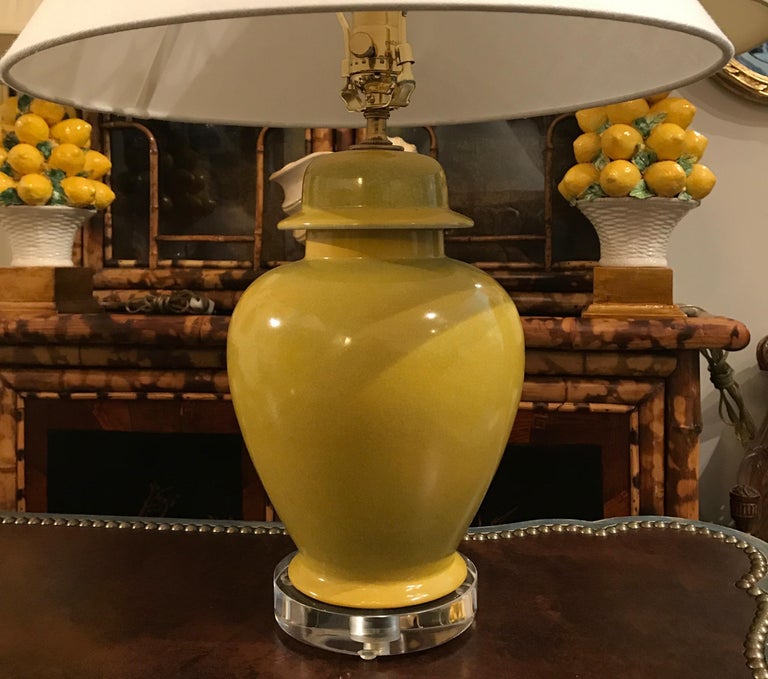 Pair of Peking Yellow Chinese Ginger Jar Lamps For Sale at 1stDibs ...
