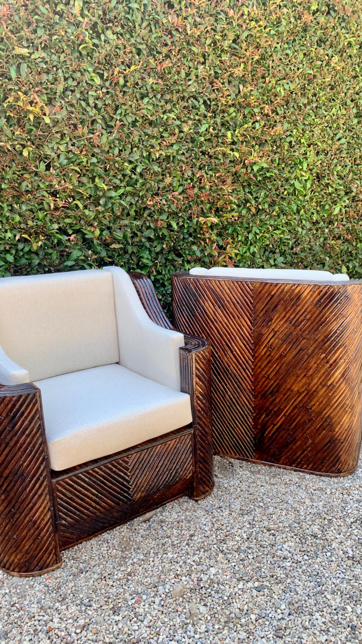 Pair of Pencil Reed Rattan Chairs at 1stDibs | reed chairs for sale