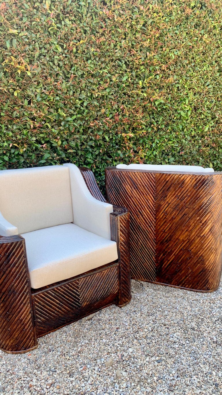 Pair of Pencil Reed Rattan Chairs For Sale at 1stDibs