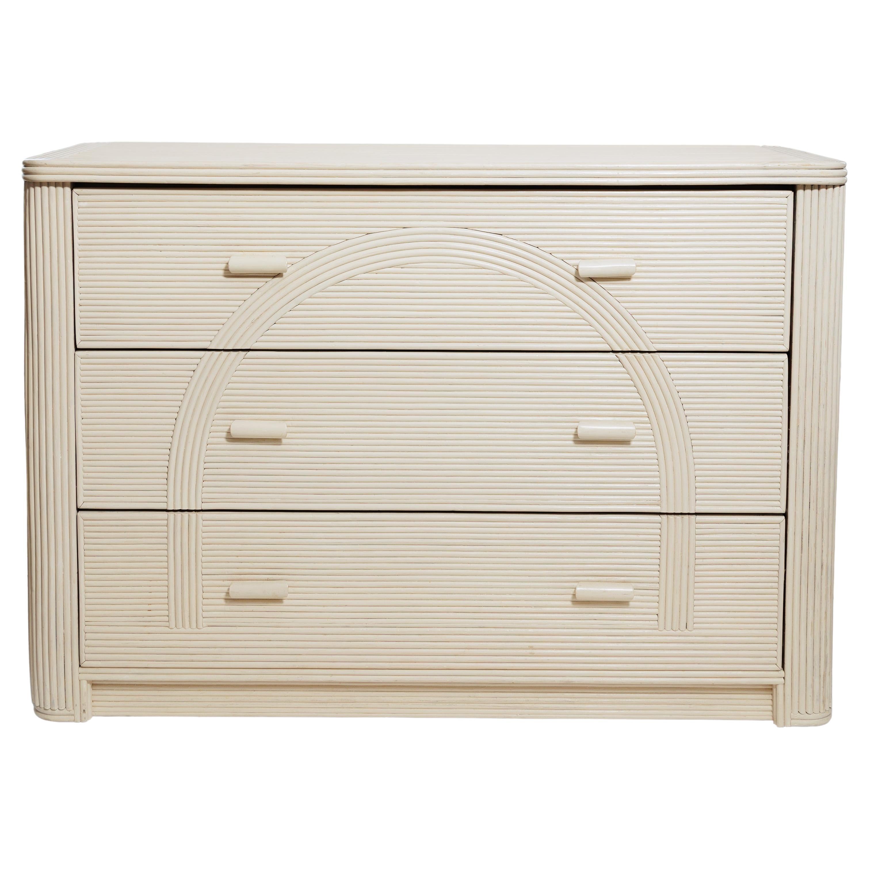 Pencil Reed Three Drawer Cabinet, Original Finish with "Arch" Design ...