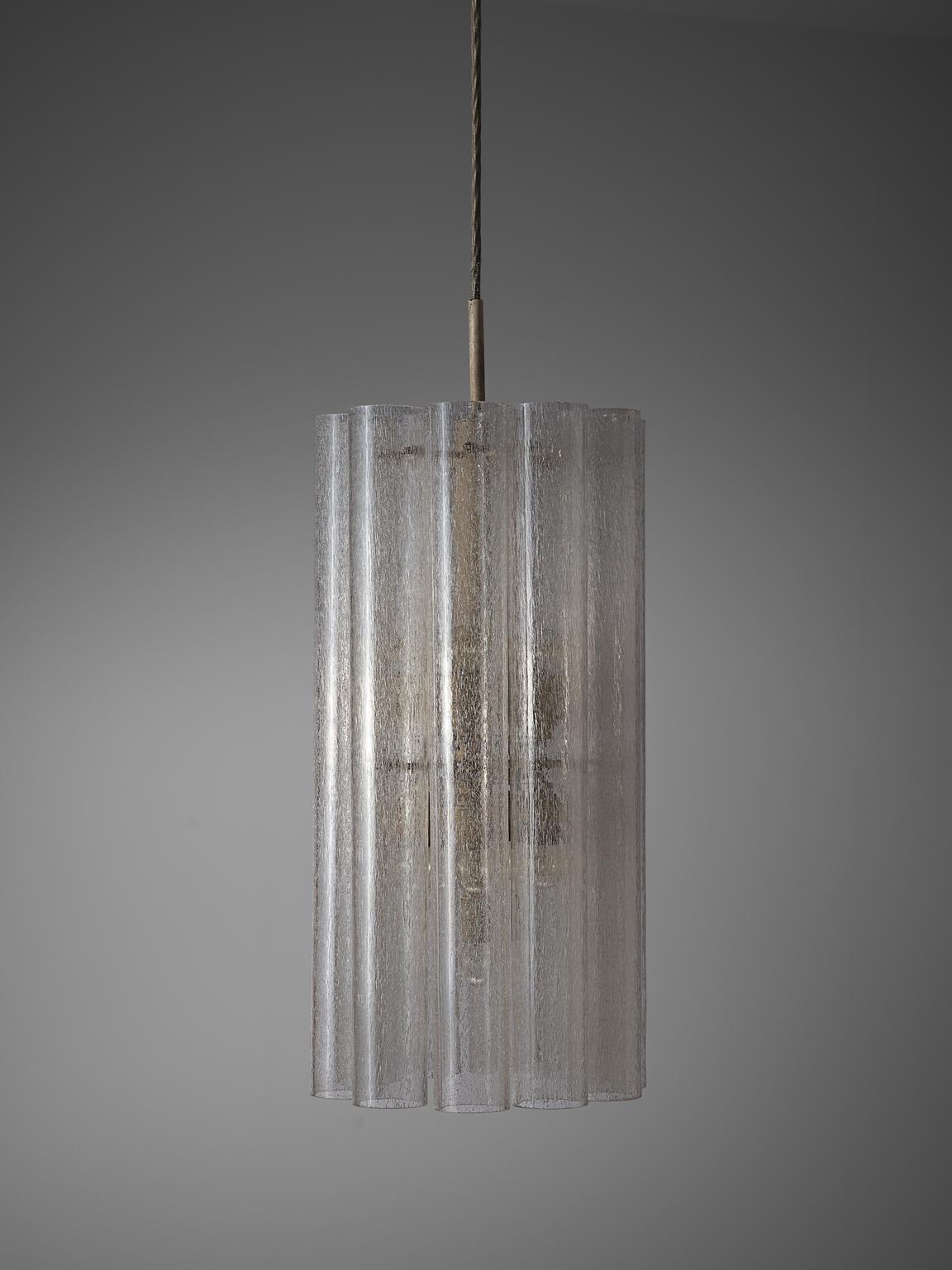 Pair of Pendants in Structured Glass and Brass at 1stDibs