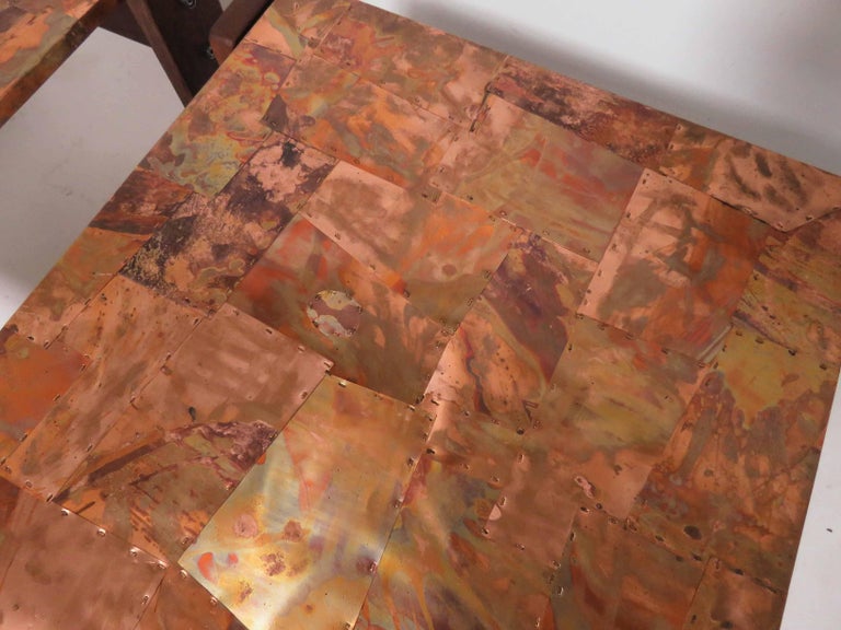 Pair of Percival Lafer Copper Patchwork and Jacaranda End Tables, circa ...