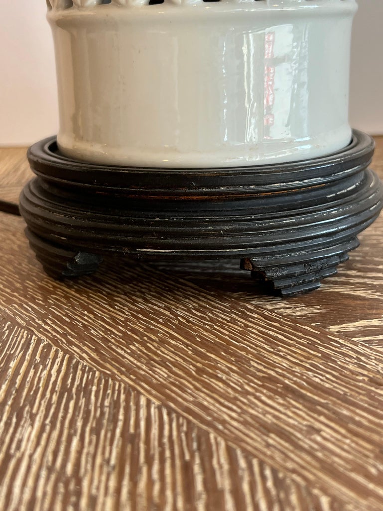 Pair of Perforated Porcelain Table Lamps For Sale at 1stDibs