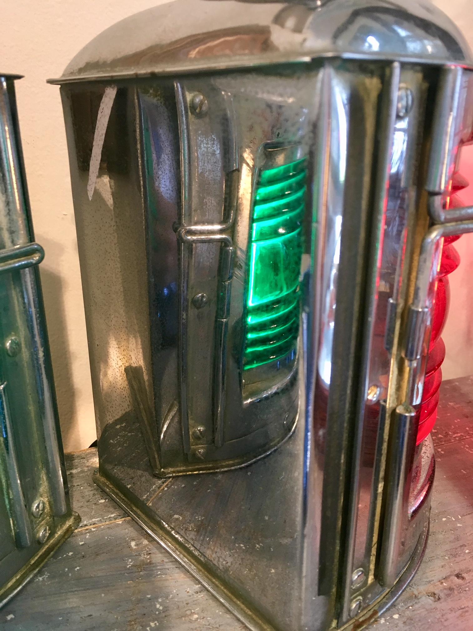 Pair of Perko Yacht Chrome Plated Bow Running Lights, circa 1950 at ...