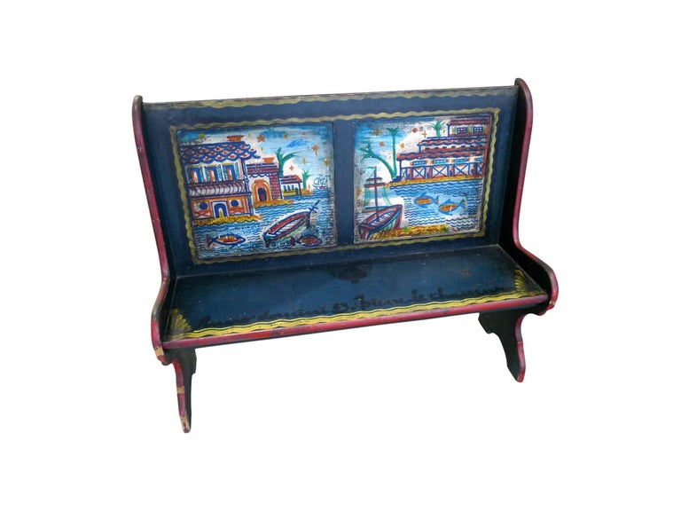 Pair of Peter Hunt Hand-Painted and Signed Benches at 1stDibs