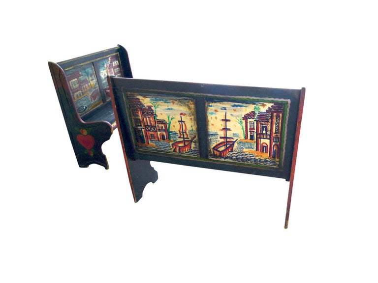 Pair of Peter Hunt Hand-Painted and Signed Benches at 1stDibs