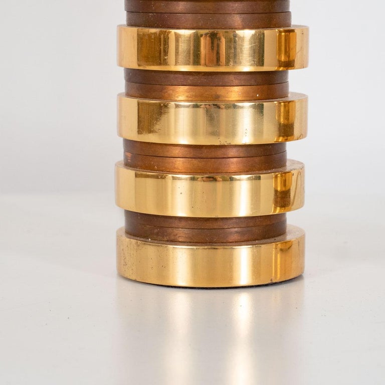 Pair of Petite Brass Cylinder Lamps For Sale at 1stDibs