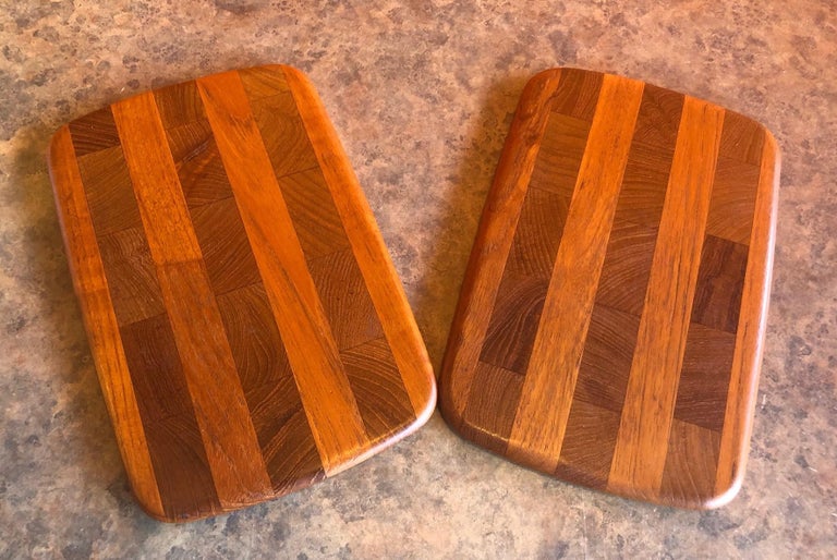 Pair of Petite Danish Modern Teak Butcher Block Cutting Boards at 1stDibs