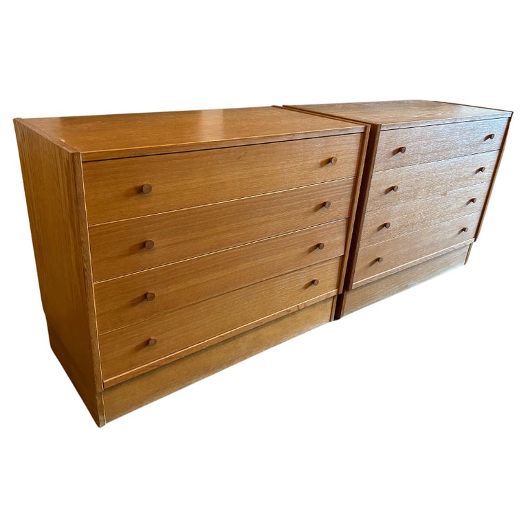 Pair of Petite Midcentury Danish Modern Dressers in Light Teak For Sale ...