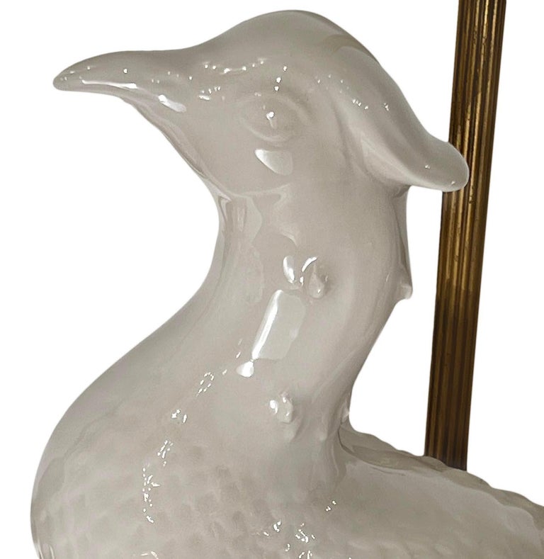 Pair of Pheasant White Porcelain Lamps For Sale at 1stDibs