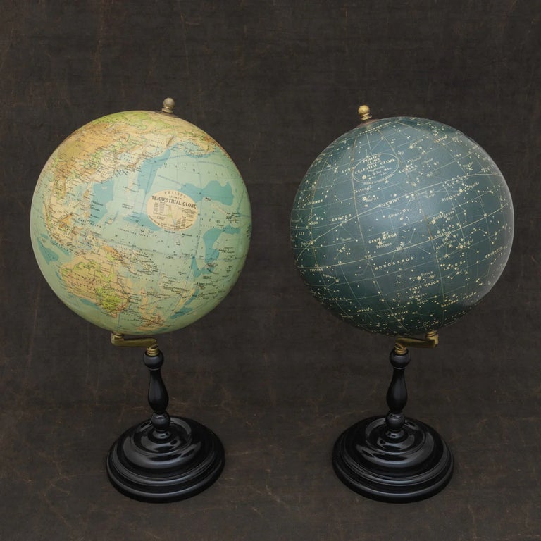 Pair of Philip and Son Globes, circa 1946 For Sale at 1stDibs