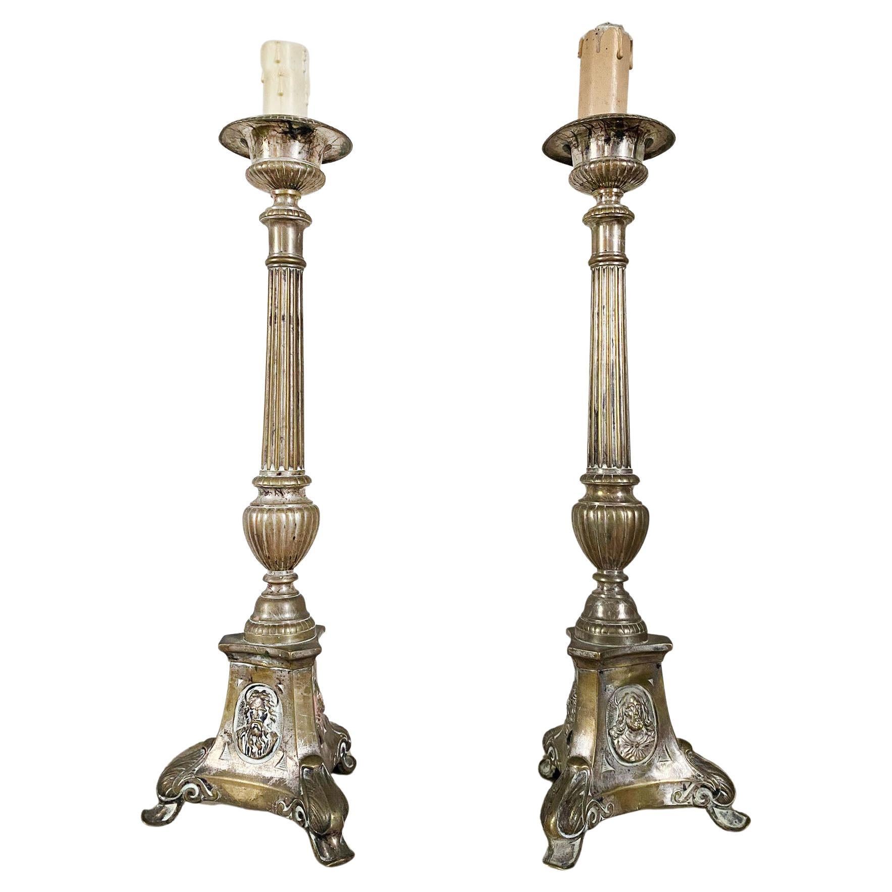 18th Century Pair of Louis XV Bronze Candlesticks For Sale at 1stDibs