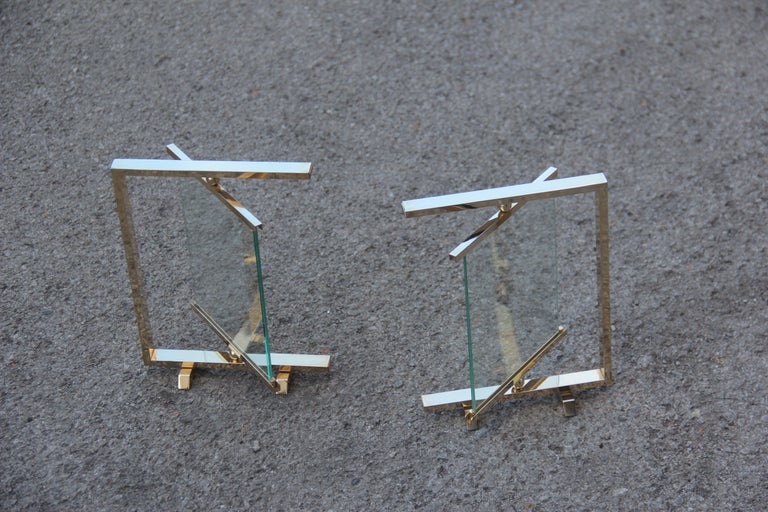 Pair of Picture Frames in Gold Plate with Rotating Glass Italy 1970 ...