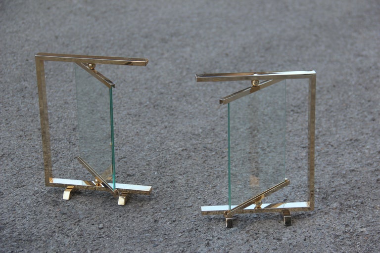 Pair of Picture Frames in Gold Plate with Rotating Glass Italy 1970 ...