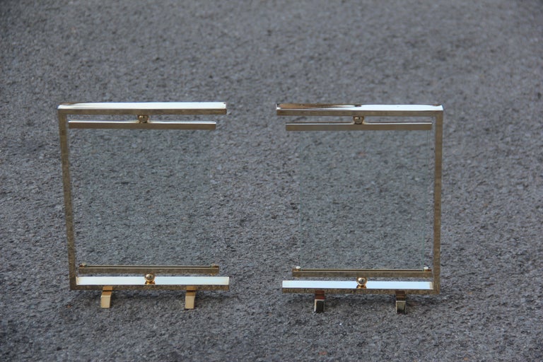 Pair of Picture Frames in Gold Plate with Rotating Glass Italy 1970 ...