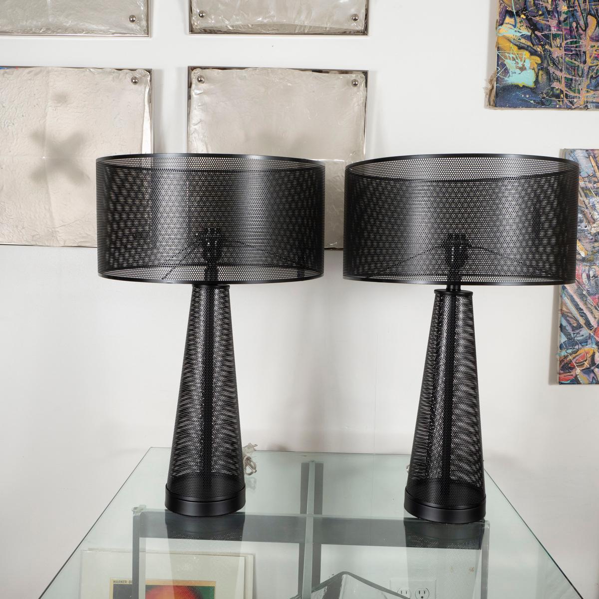 Pair of Pierced Metal Table Lamps For Sale at 1stDibs