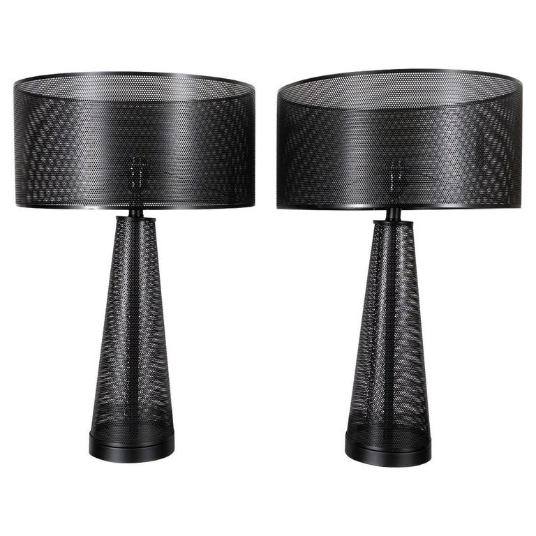 Pair of Pierced Metal Table Lamps For Sale at 1stDibs