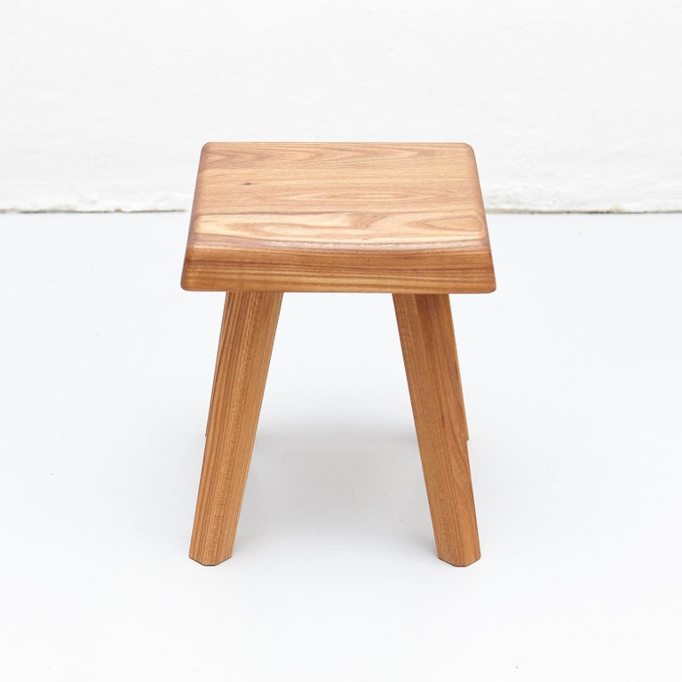 Pair of Pierre Chapo Solid Elm Stools For Sale at 1stDibs
