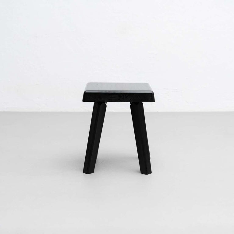 Pair of Pierre Chapo Special Black Wood Edition S01R and S01A Stools ...