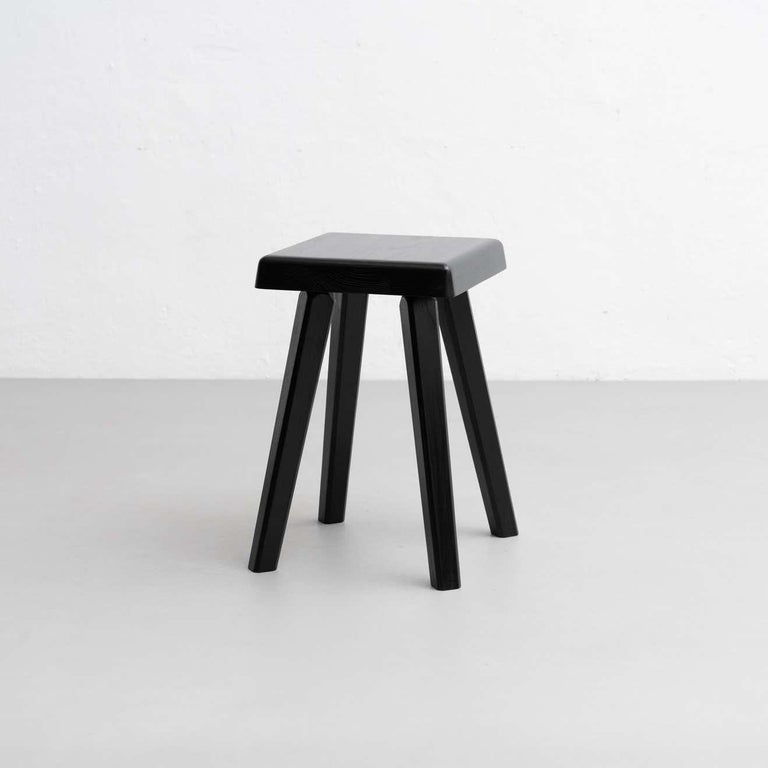 Pair of Pierre Chapo Special Black Wood Edition S01R and S01A Stools ...