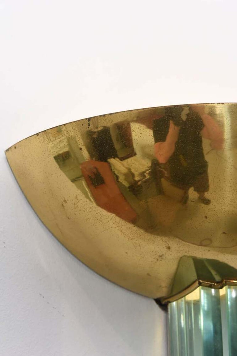 Pair of Pietro Chiesa Fontana Arte Italian Modern Brass and Glass Wall ...