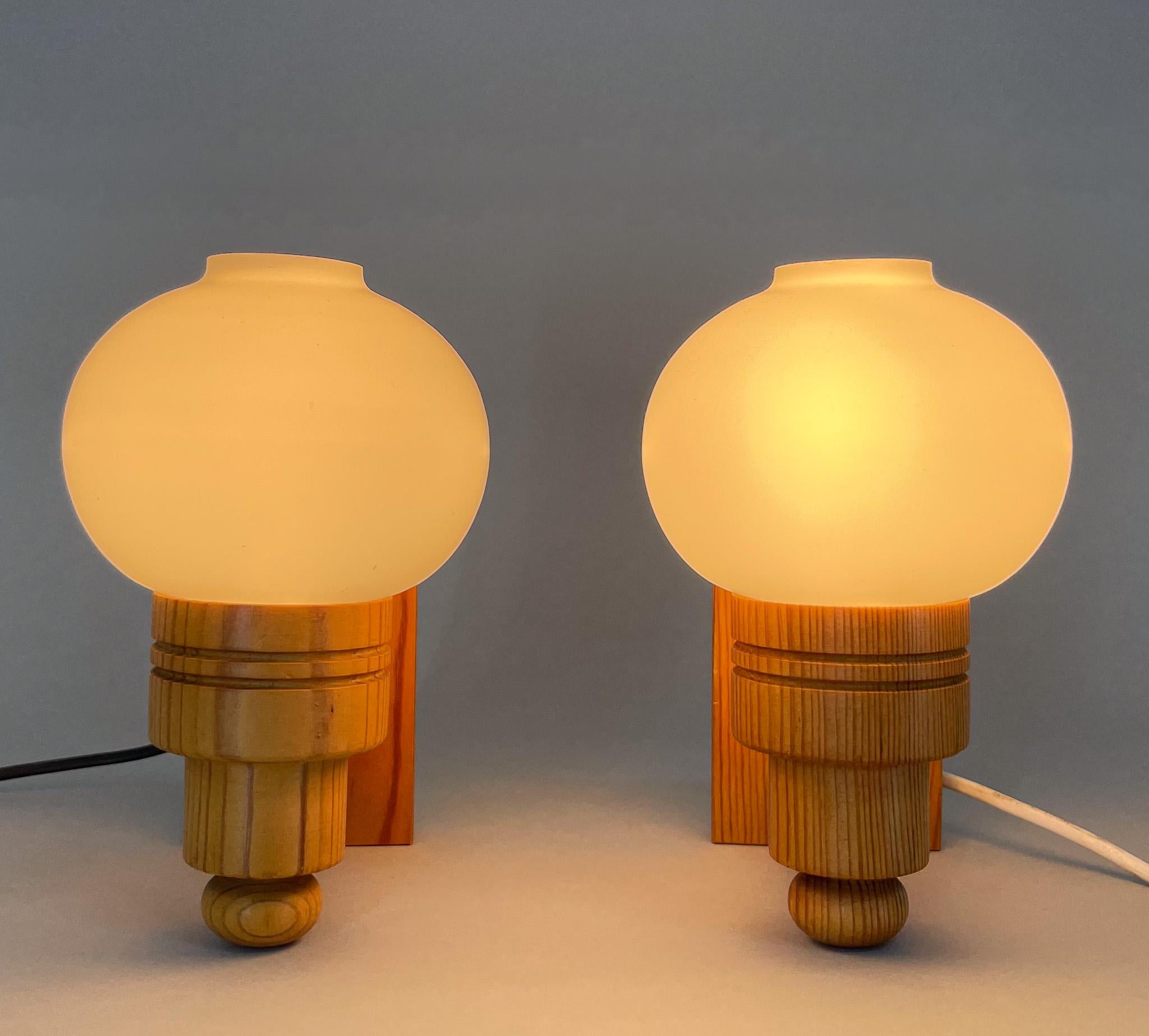 Pair of Pine Wood Swedish Wall Lamps by Aneta, 1970s For Sale at 1stDibs