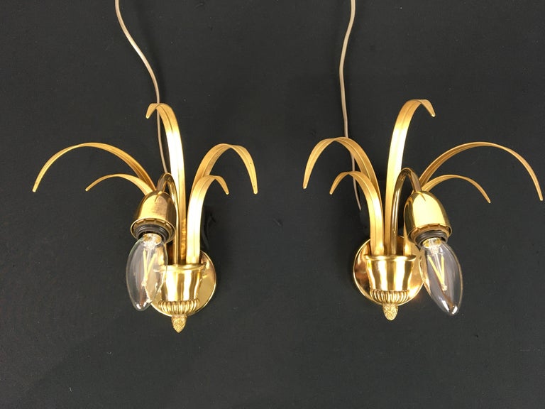 Pair of Pineapple Leaves Wall Scones by S.A. Boulanger Belgium For Sale ...