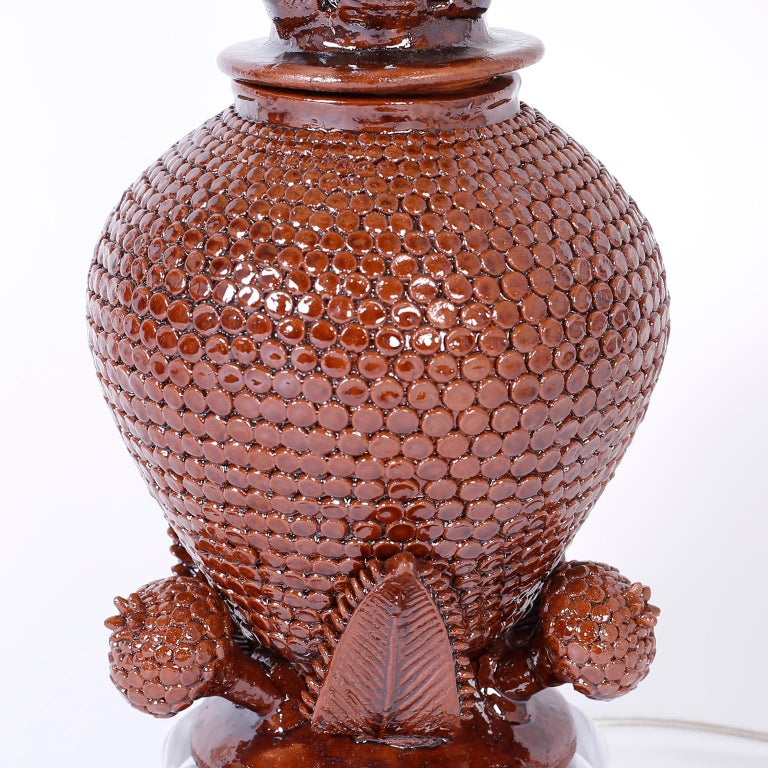 Pair of Pineapple Pottery Table Lamps at 1stDibs