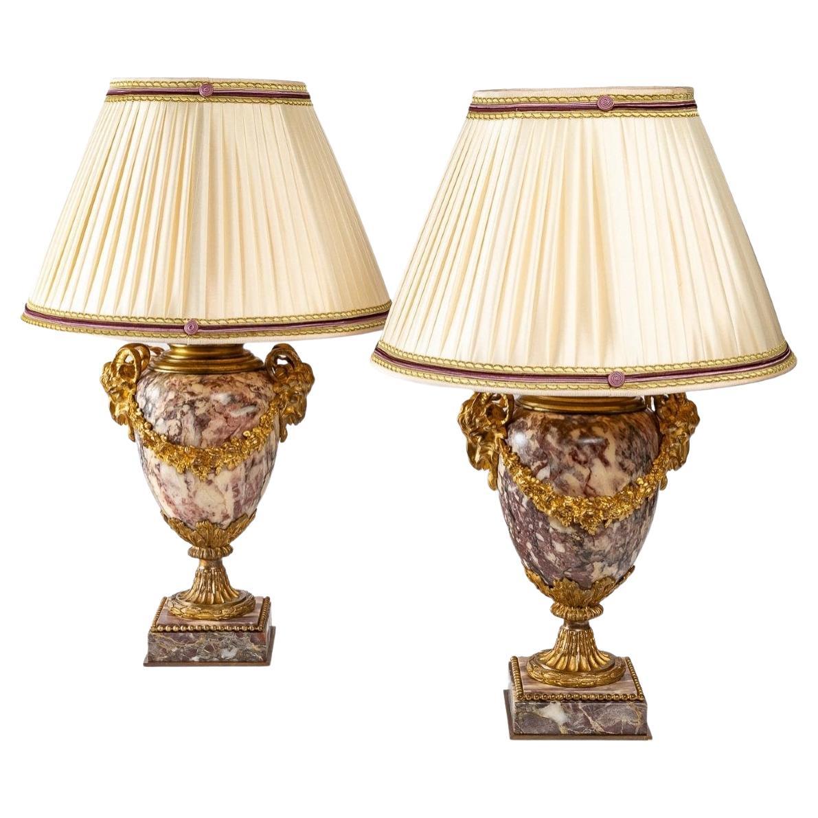 Impressive Pair of 19th Century Classical Marble Lamps For Sale at 1stDibs