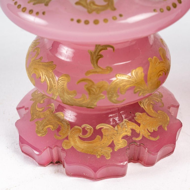 Pair of Pink Opaline Perfume Bottles, 19th Century For Sale at 1stDibs