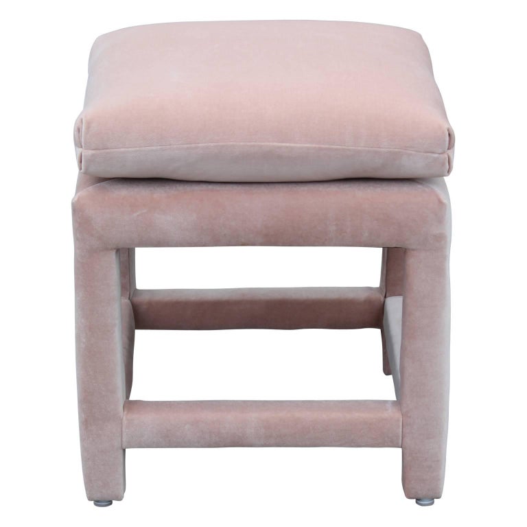 Pair of Pink Velvet Parsons Style Ottomans at 1stDibs