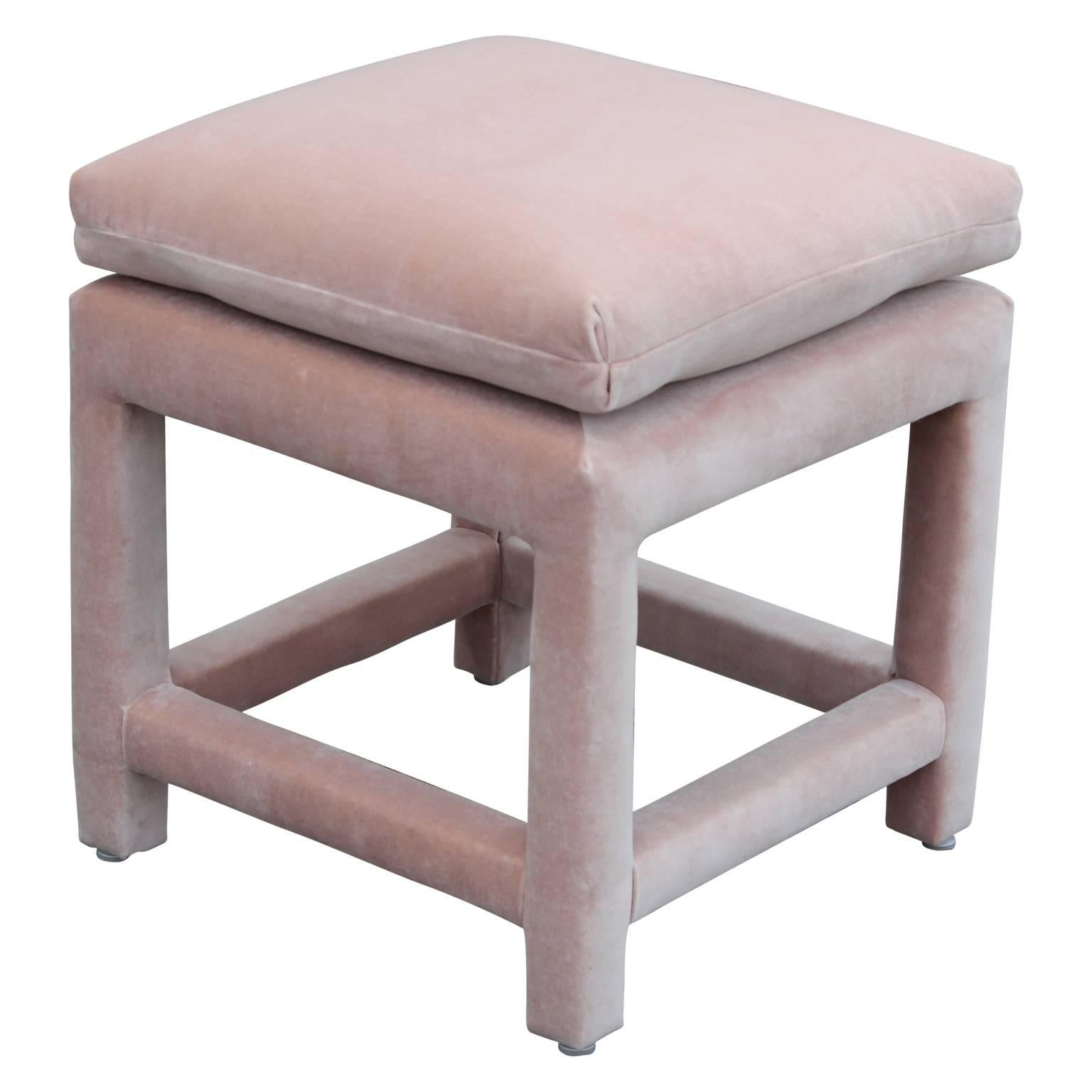 Pair of Pink Velvet Parsons Style Ottomans at 1stDibs