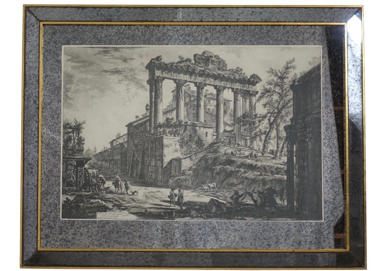 Pair of Italian Piranesi Prints in Mirrored Frames For Sale at 1stDibs