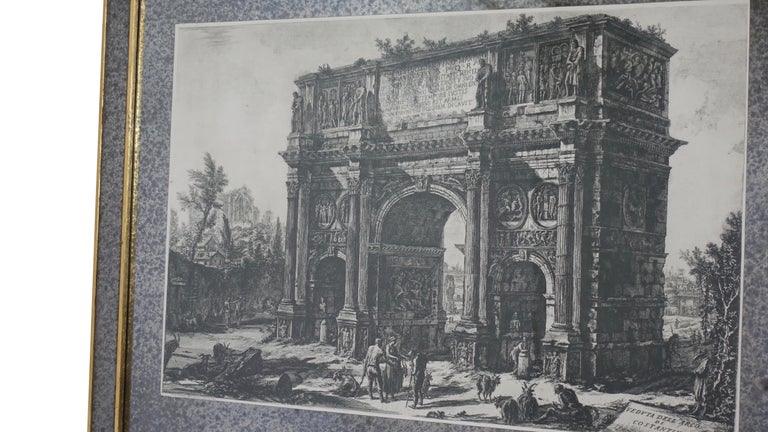 Pair of Italian Piranesi Prints in Mirrored Frames For Sale at 1stDibs