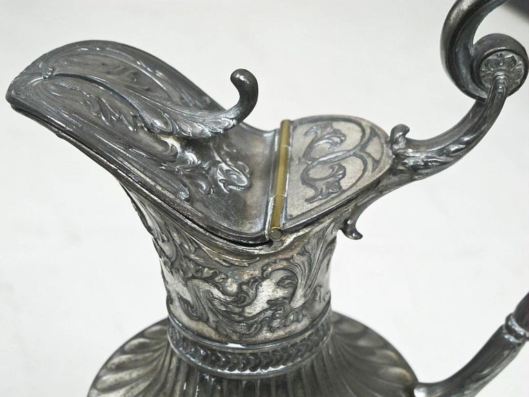 Pair of Pitchers WMF, German, 1909 in Silver Plated and Red Glass, Art ...