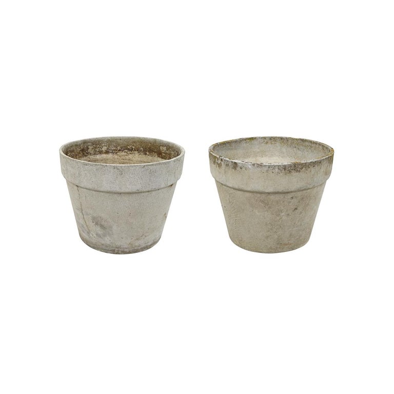 Pair of Planters in Flower Pot Shape with Ribbed Rims by Willy Guhl for ...