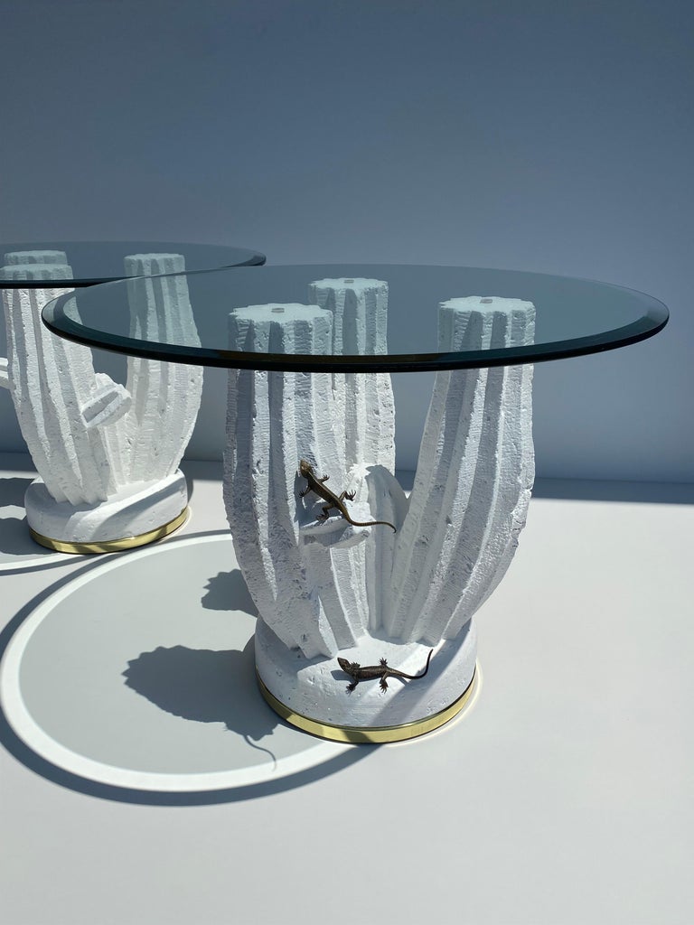 Pair of Plaster Cactus Side / End Tables For Sale at 1stDibs