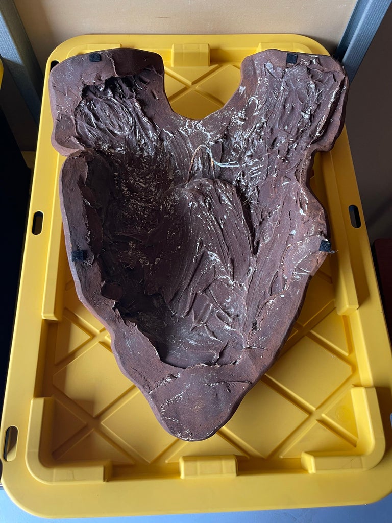 Pair of Plaster Chest Plate Wall Sculptures For Sale at 1stDibs