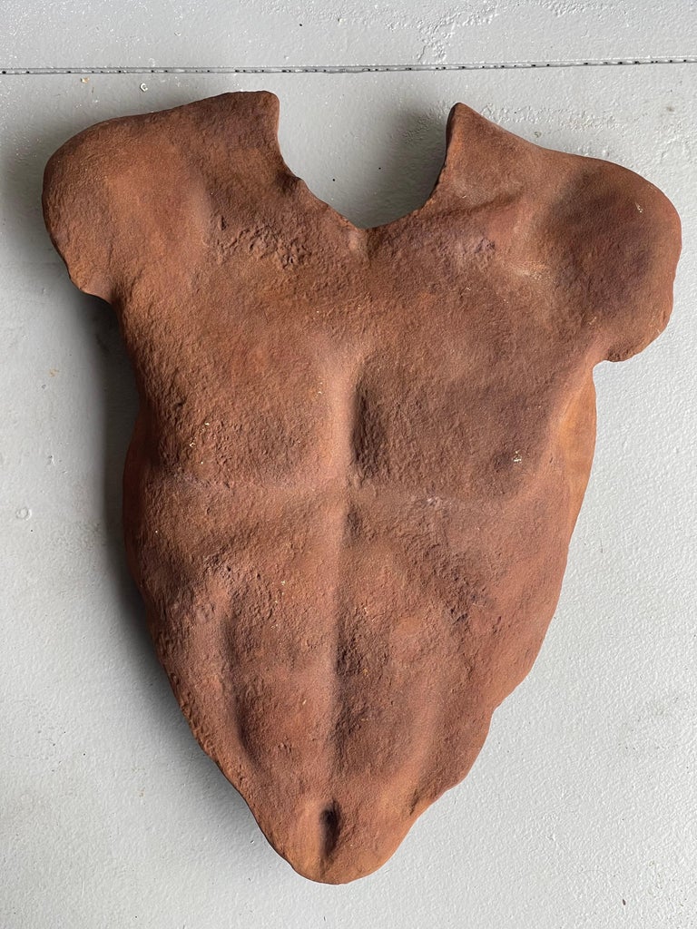 Pair of Plaster Chest Plate Wall Sculptures For Sale at 1stDibs