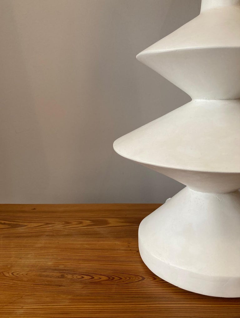 Pair of Plaster Lamps with Raffia Shades For Sale at 1stDibs