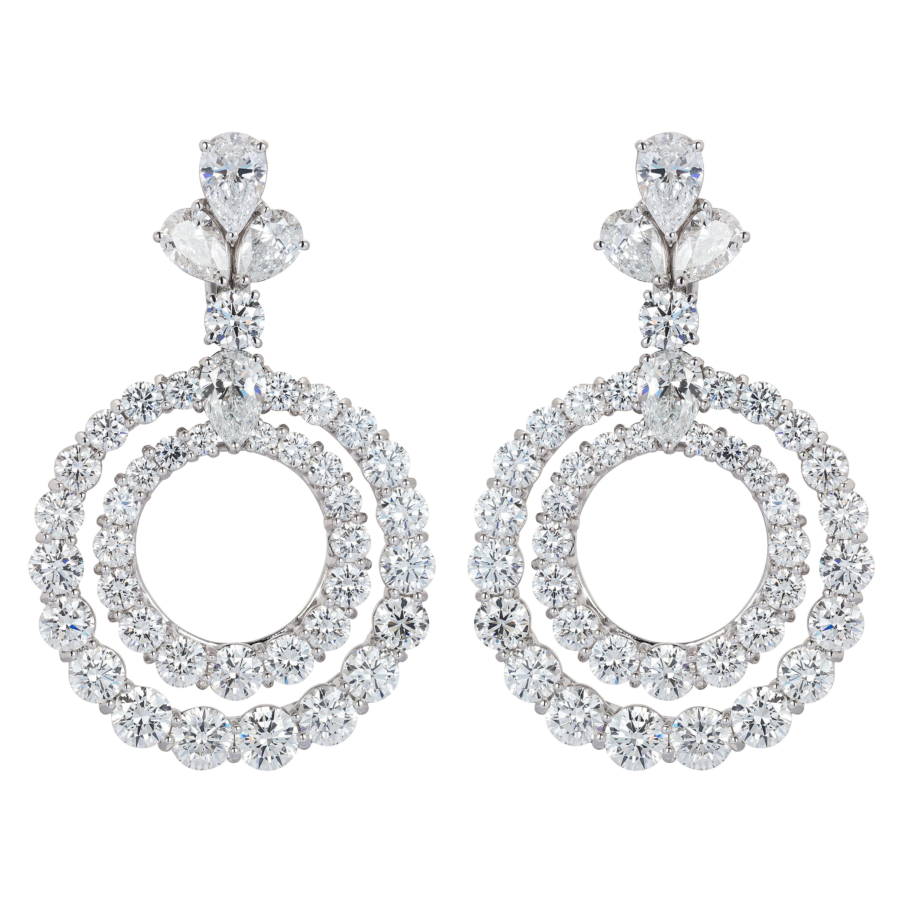 Pair of Platinum and Diamond Double Loop Earrings by Graff For Sale at ...