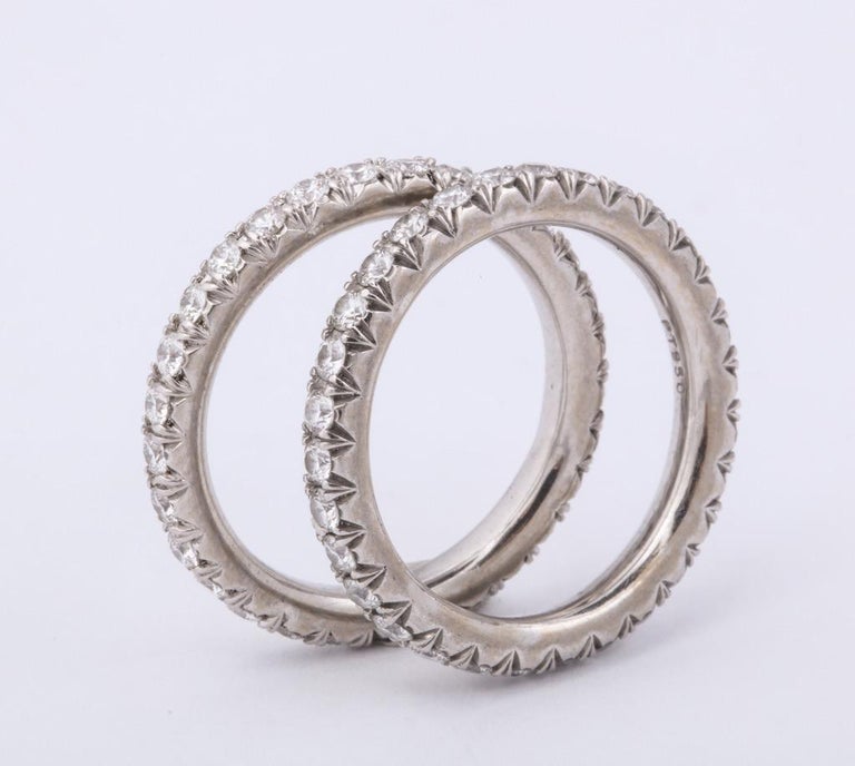 Pair of Platinum Diamond Eternity Bands at 1stDibs