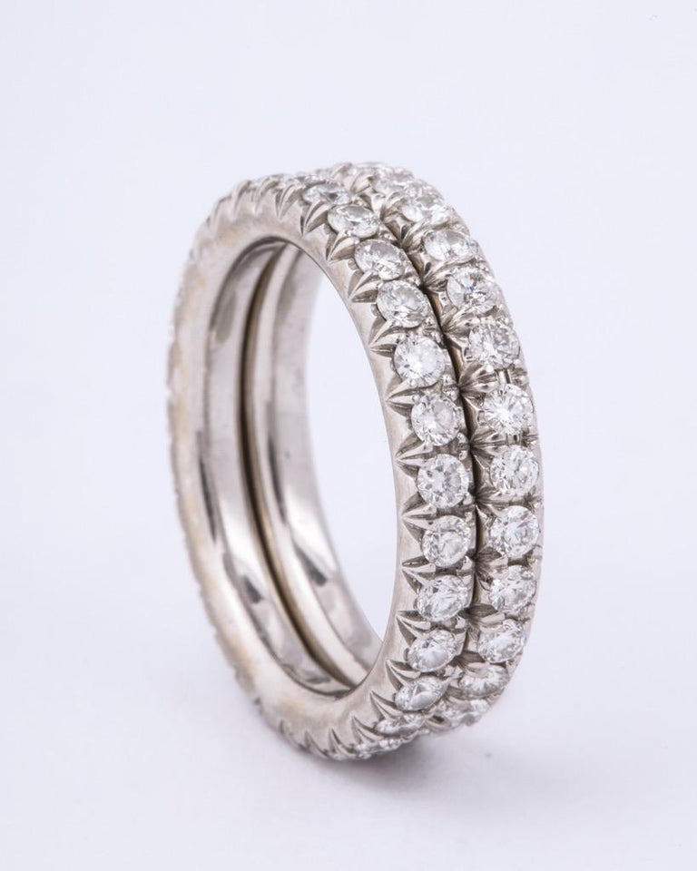 Pair of Platinum Diamond Eternity Bands at 1stDibs